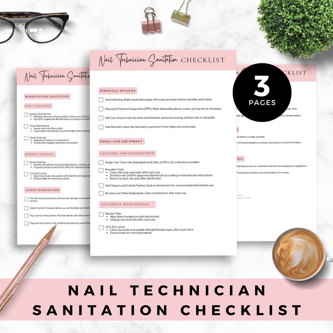 Nail Salon Hygiene Checklist | Nail Tech Sanitation Guide | Printable ...