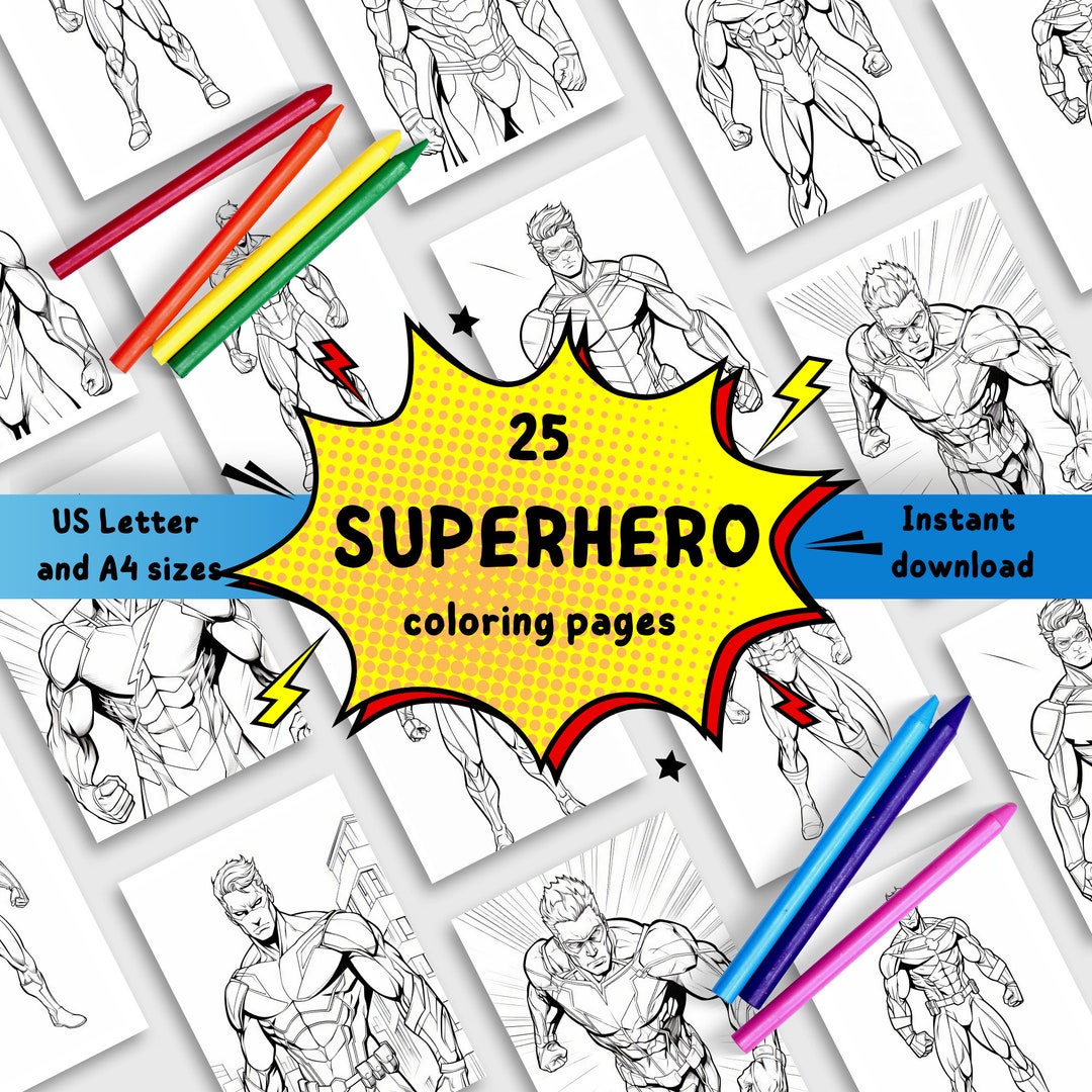 Superhero Colouring Pages Superhero Colouring Book Hero Activity Pack ...