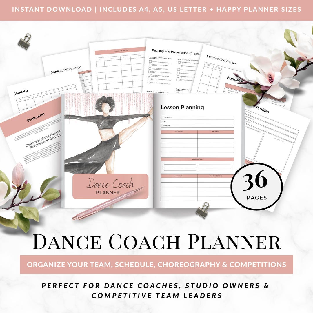 Dance Coach Planner, Dance Teacher Planner Choreography Sheets ...