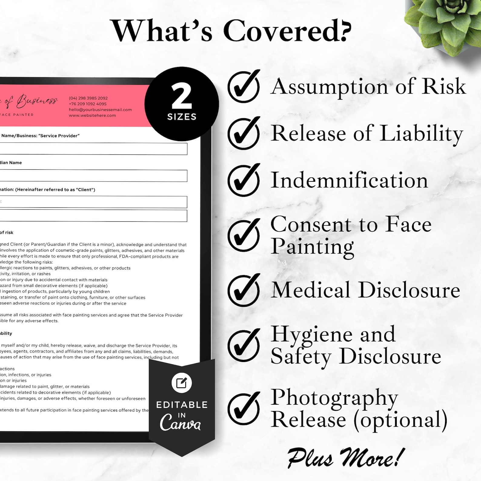 Editable Face Painter Liability Waiver Template | Printable Canva ...