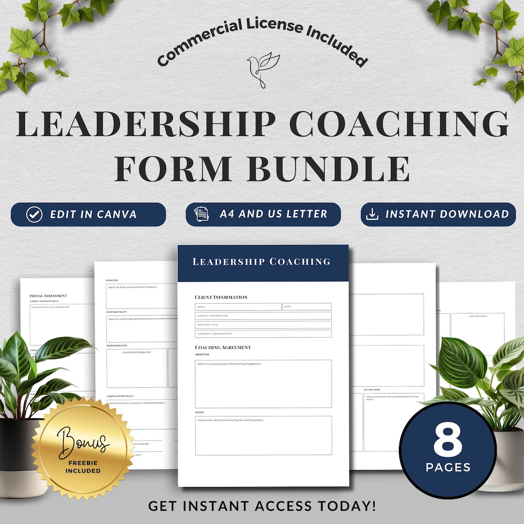 Editable Leadership Coaching Forms Bundle | Coaching Templates for ...