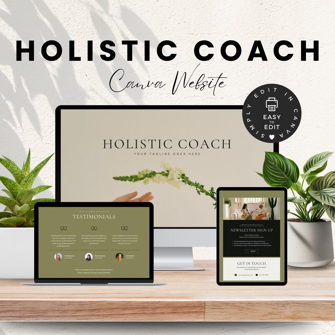Holistic Coach Website Template Editable Wellness Coaching Landing Page for Health Advisor ...