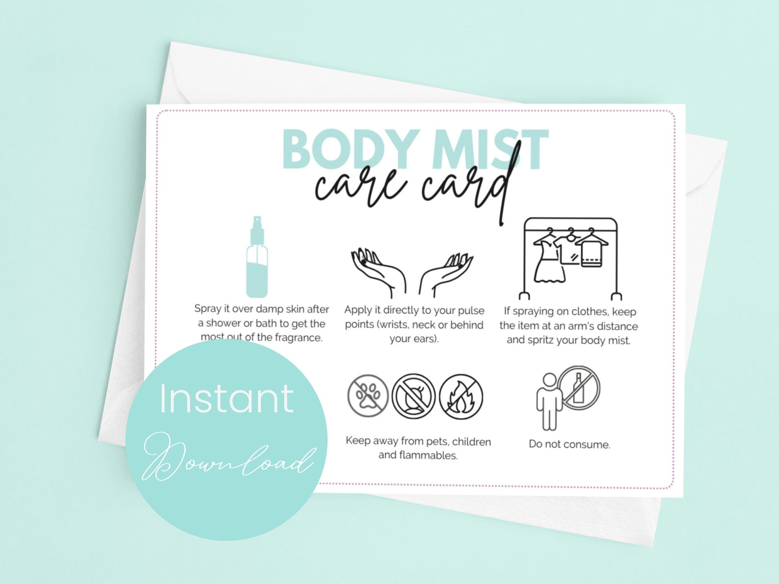 Body Mist Care Card Template Fragrance Mist Care Card for Body - Etsy