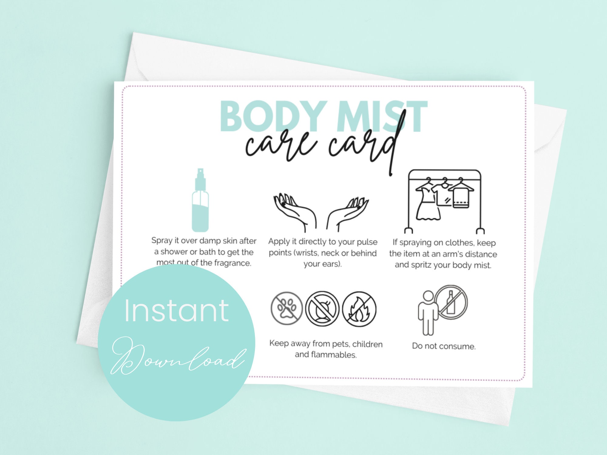 Body Mist Care Card Template Fragrance Mist Care Card for Body - Etsy