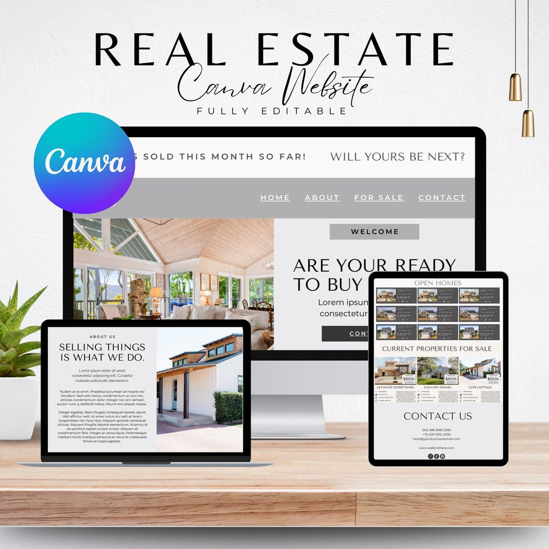 Real Estate Website Template Canva Realtor Website Landing Page ...