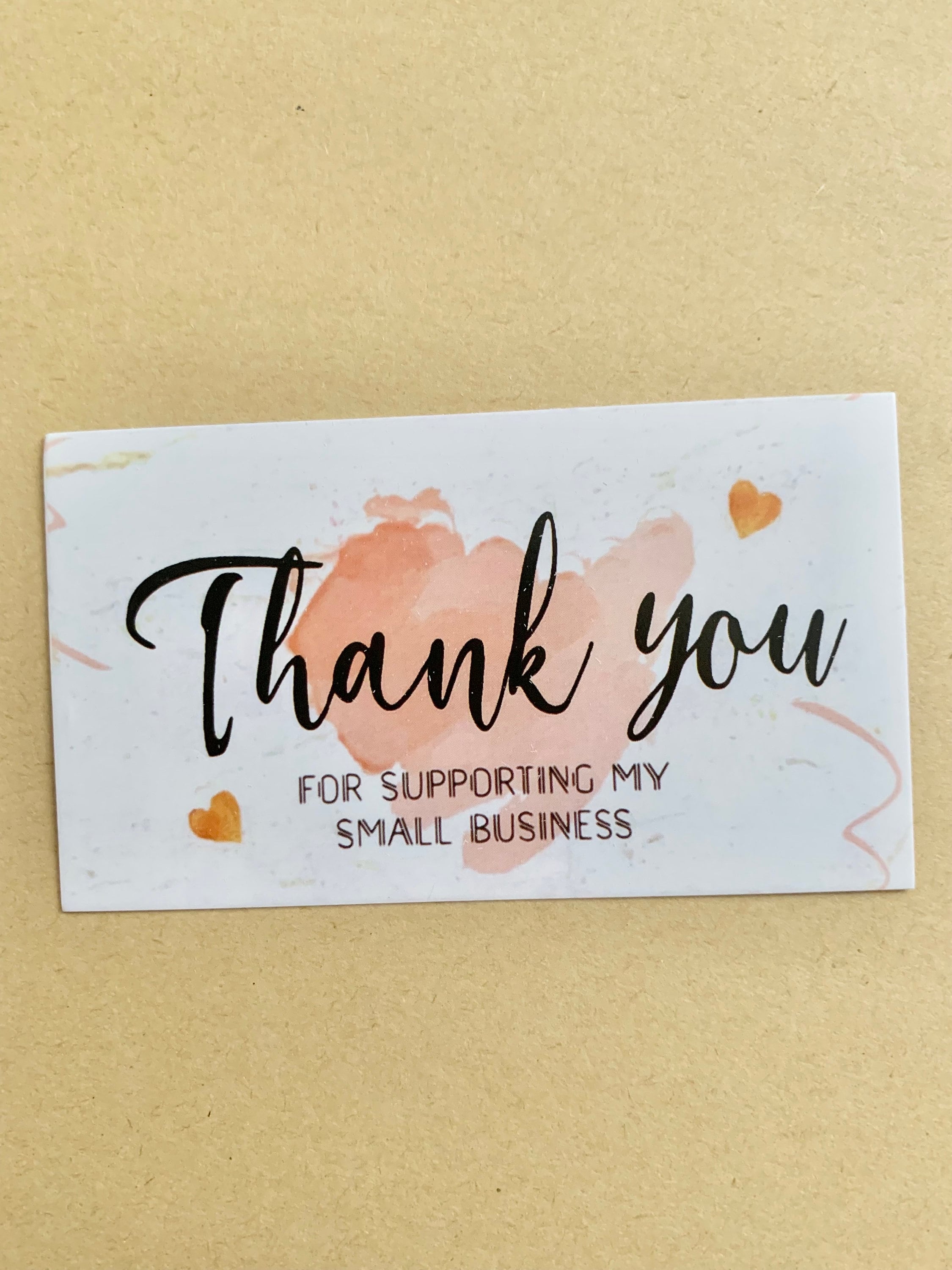 Pink Small Business Card Thank You for Supporting My Business - Etsy