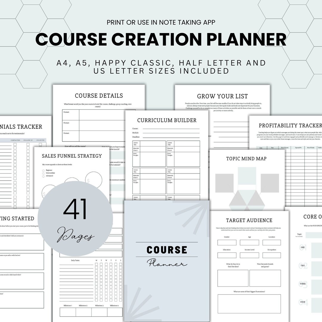 Course Creator Bundle Online Course Planner Printable Course Launch ...