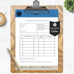 Editable Donation Receipt Template for Nonprofit, Canva in Kind Gift ...