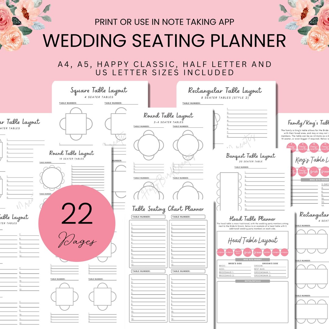 Wedding Seating Chart Printable Seating Plan Layout Wedding Guest ...