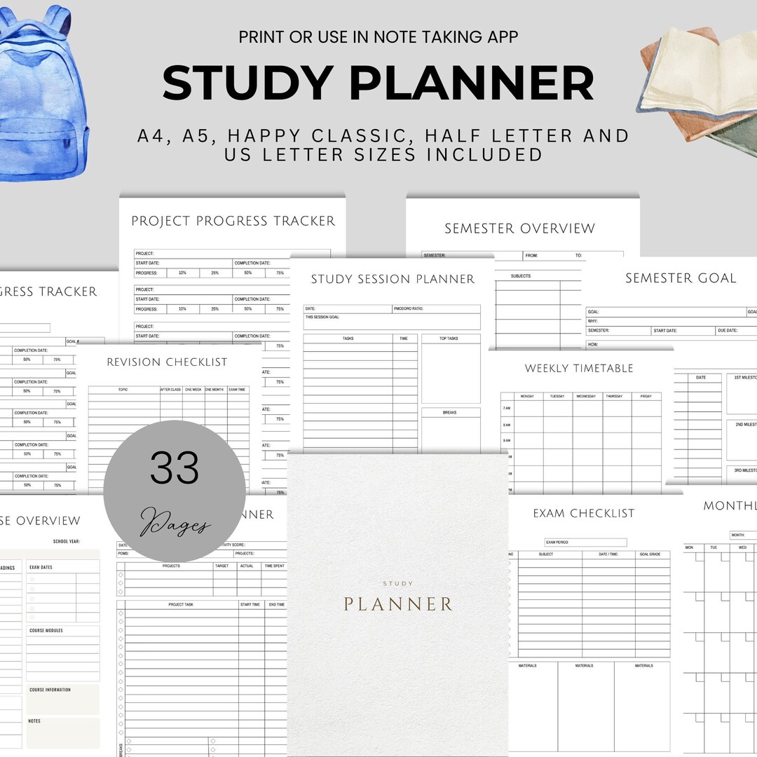 Student Planner for Study Diary Academic Planner Happy Classic Student ...