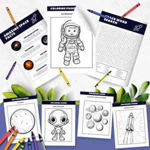 Space Themed Activity Pack for Children Printable Astronaut Coloring ...