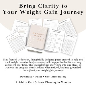 Weight Gain Journal Printable Workout Tracker Body Measurement Log Meal ...