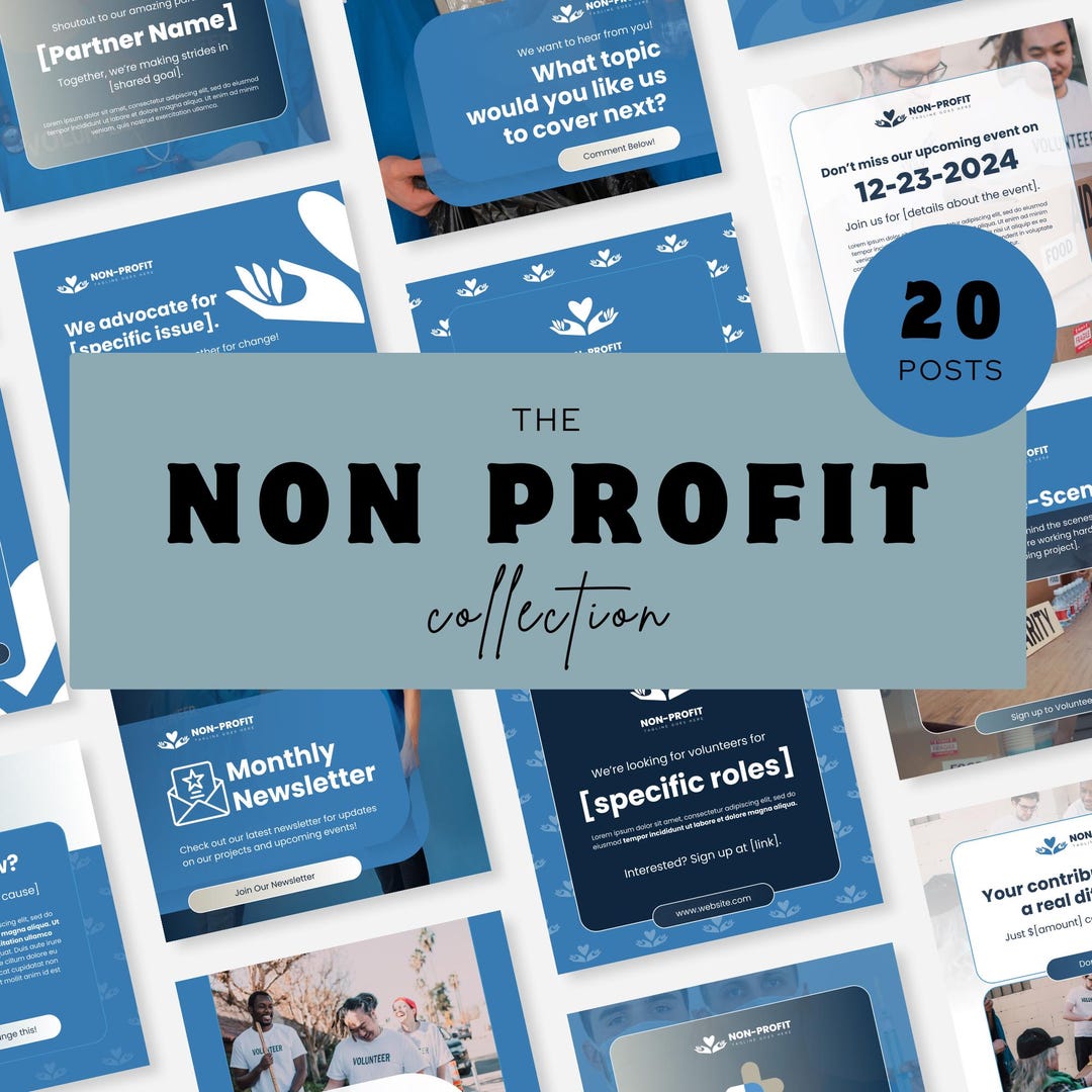 Nonprofit Social Media Post Templates Editable Non Profit Instagram ...