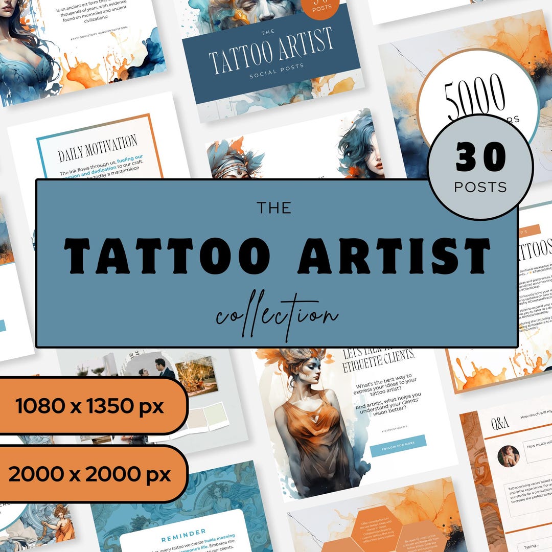 Tattoo Artist Instagram Templates Canva | Editable Tattoo Social Media ...
