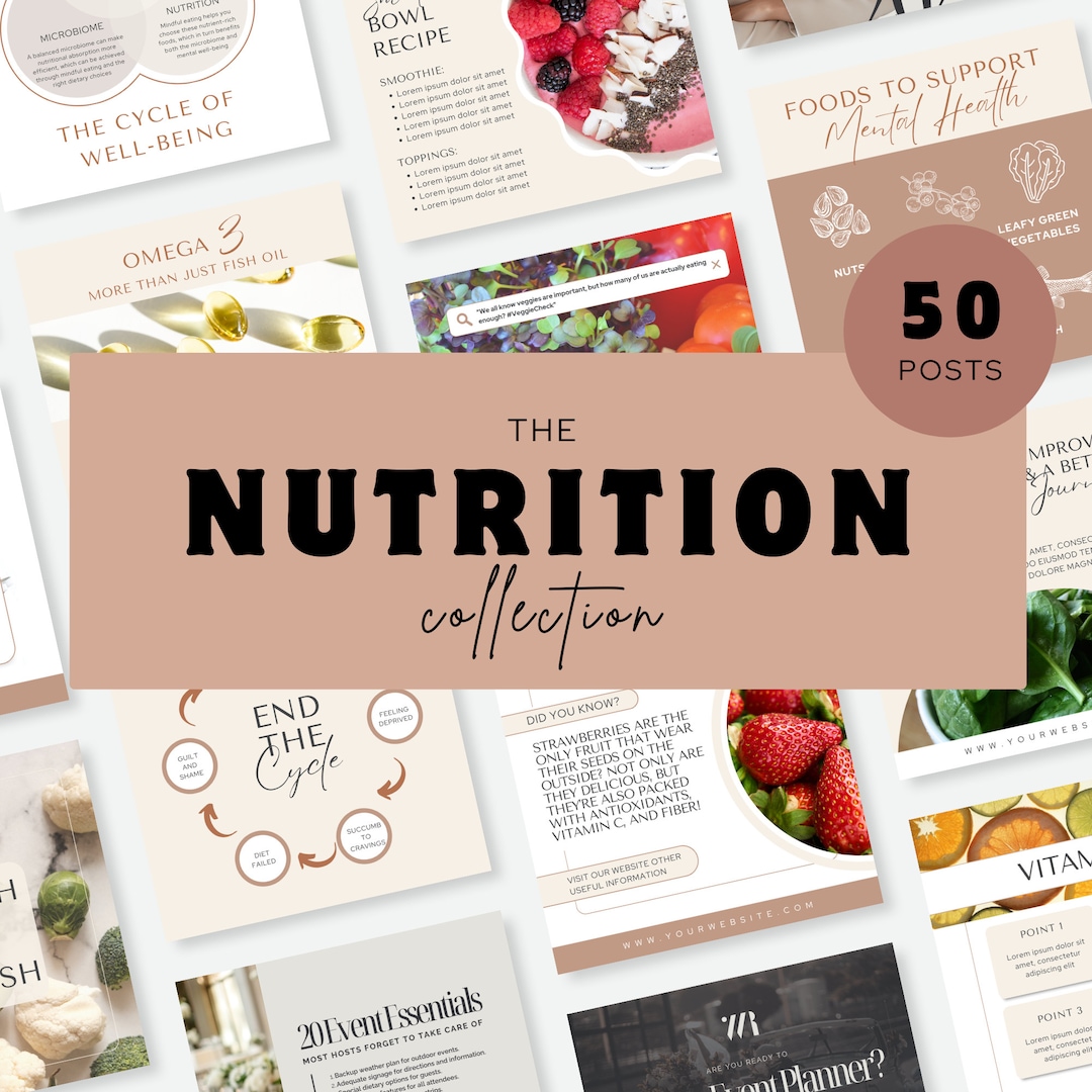 Nutrition Instagram Post Templates Nutrition Coach Social Media Bundle ...