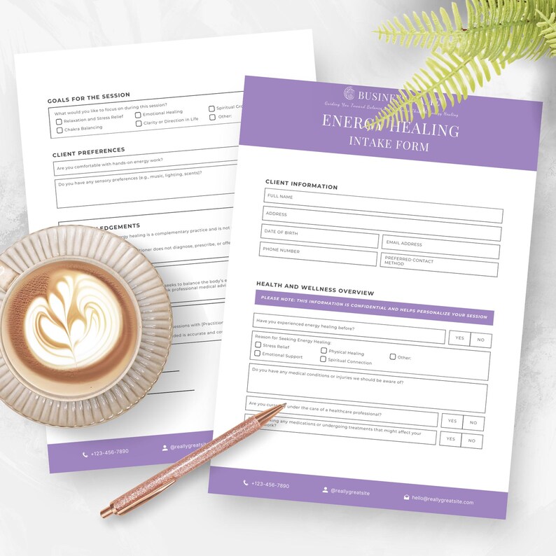 Energy Healer Client Intake Form Template, Editable Template for ...