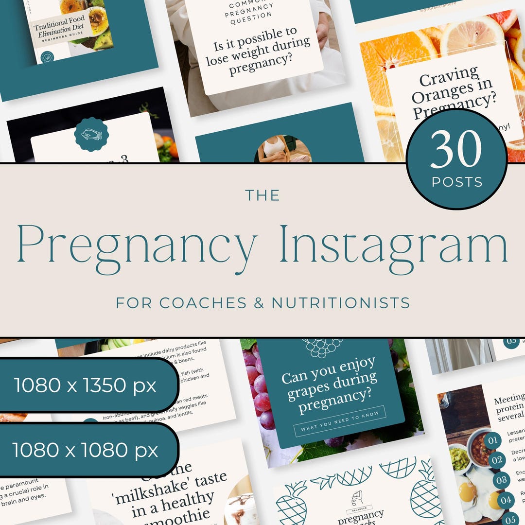 Pregnancy Nutrition Instagram Templates, Canva Posts for Health Coaches ...