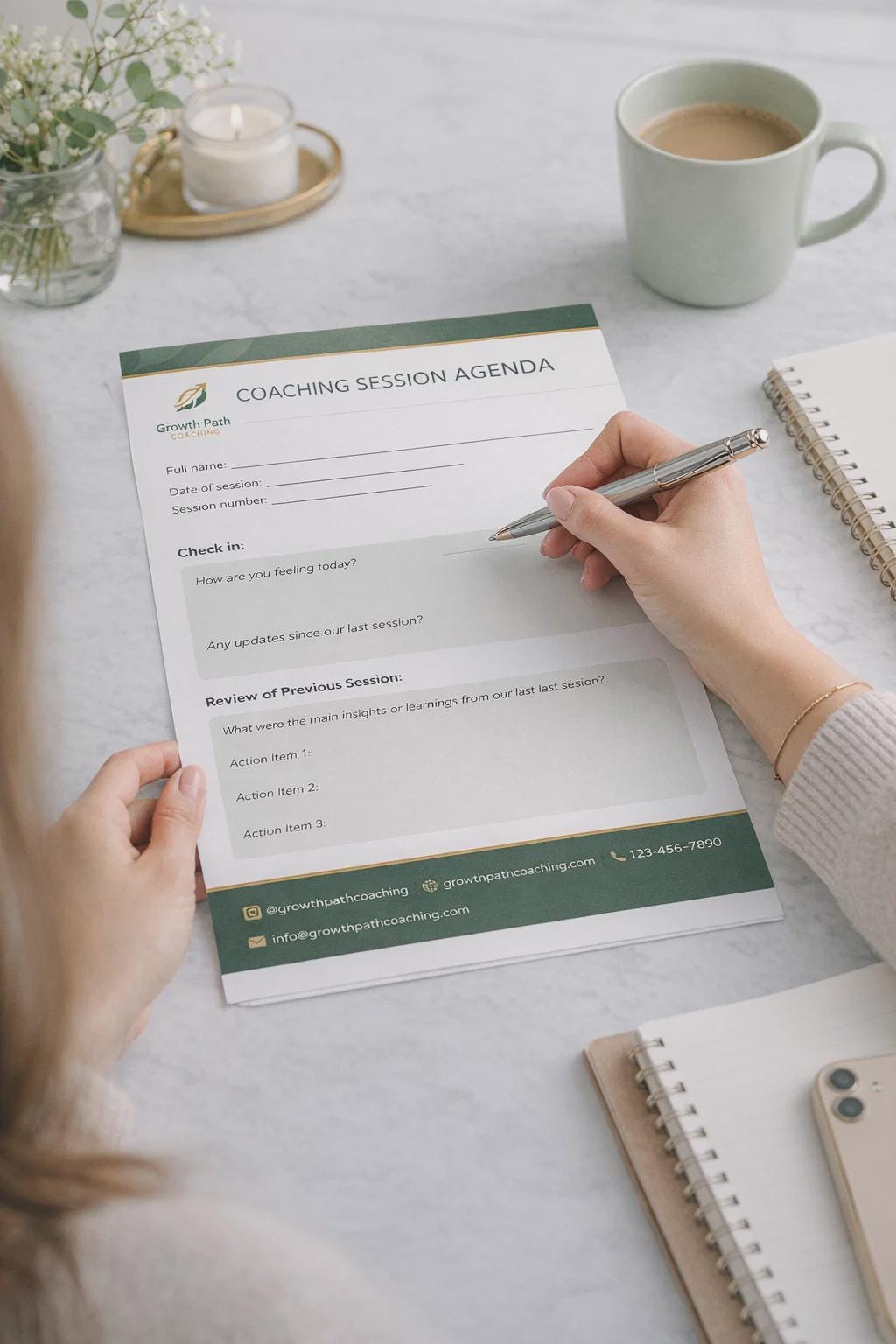 Coaching Session Template Canva, Life Coach Session Planner, Editable ...