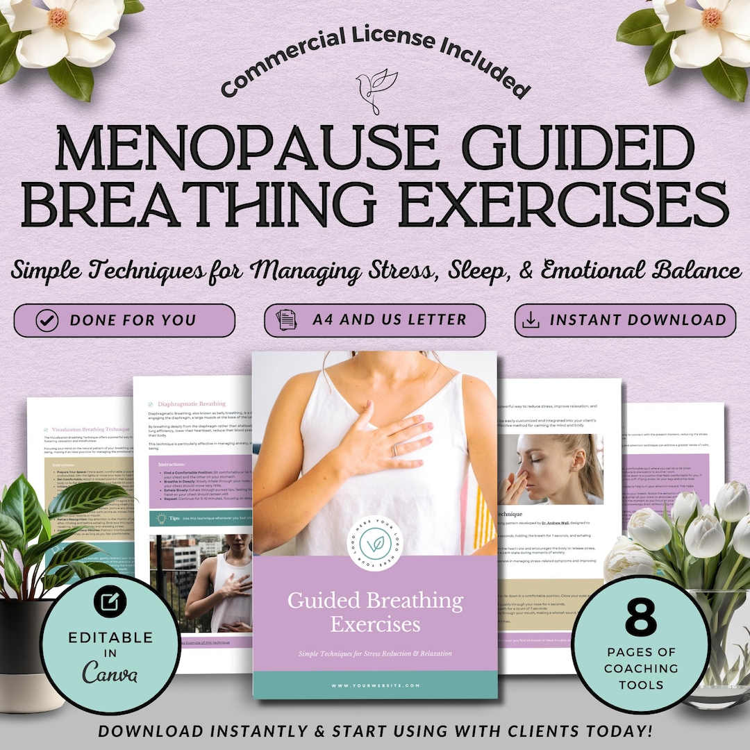 Menopause Breathing Exercises Ebook | Editable Canva Lead Magnet ...