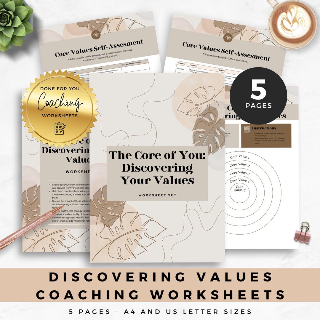 Core Values Worksheet Printable Coaching Workbook for Life Coach Core ...