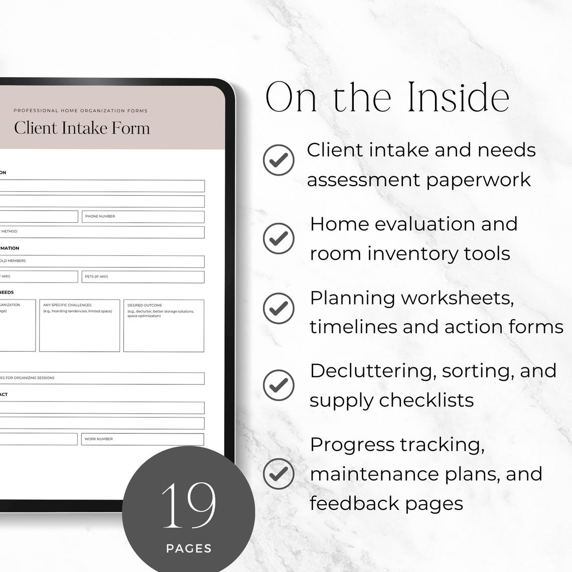 Professional Organizer Form Bundle Home Organizer Template Client ...