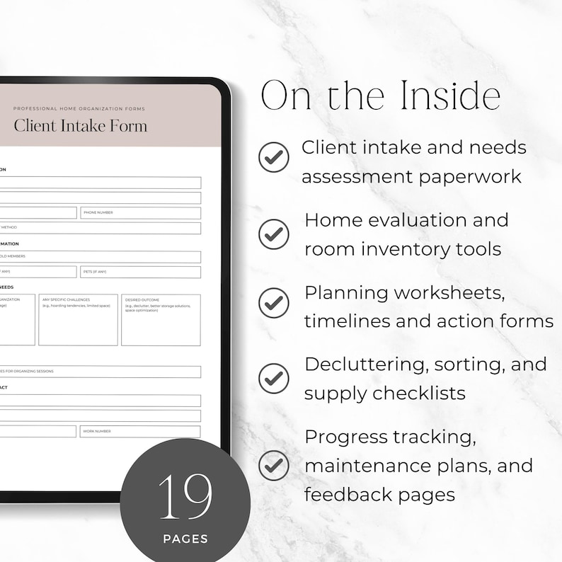 Professional Organizer Form Bundle Home Organizer Template Client ...
