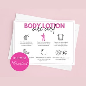 Body Lotion Care Card Body Butter Guide Lotion Bar Care Card ...
