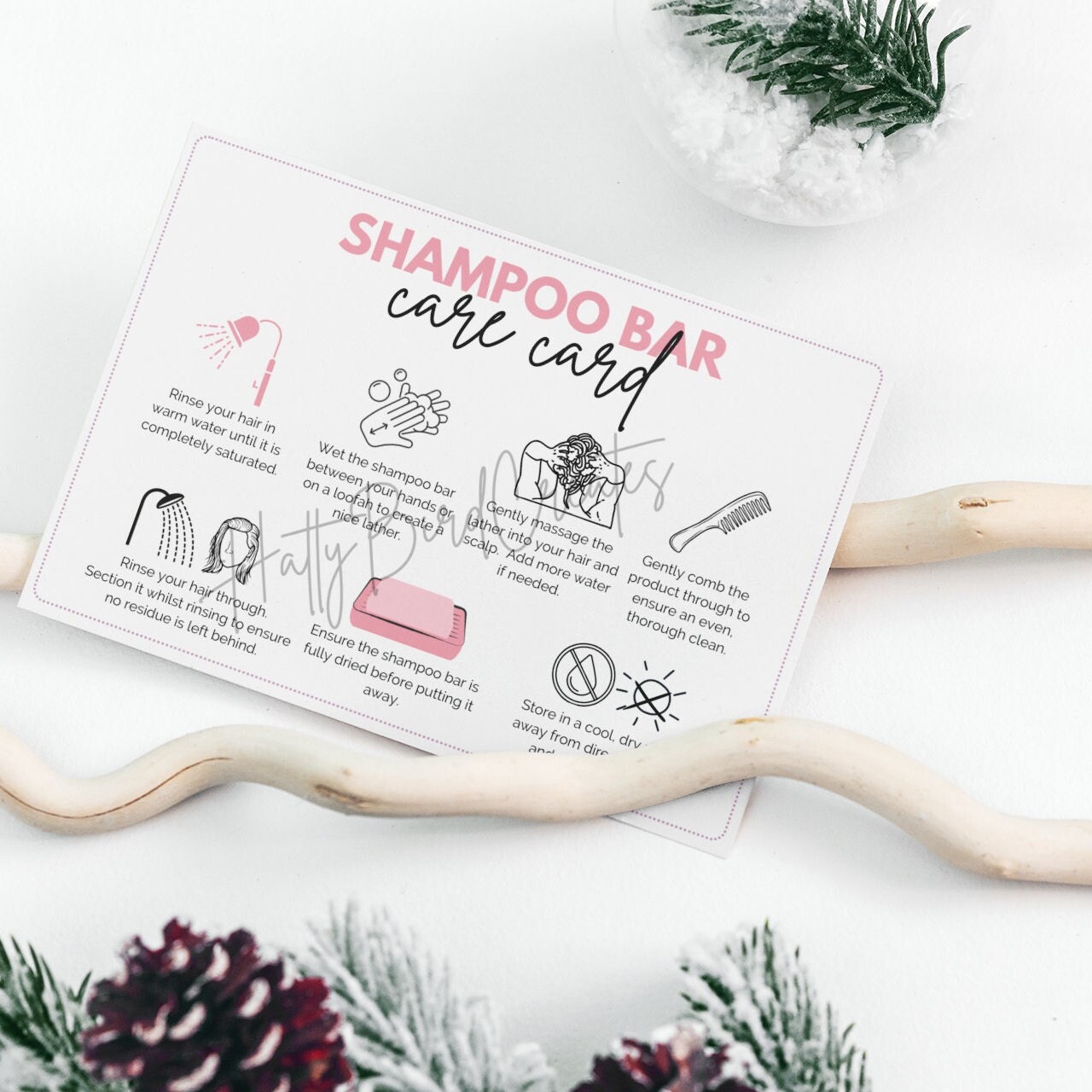 Shampoo Bar Care Card Template for Solid Shampoo Bar - Etsy