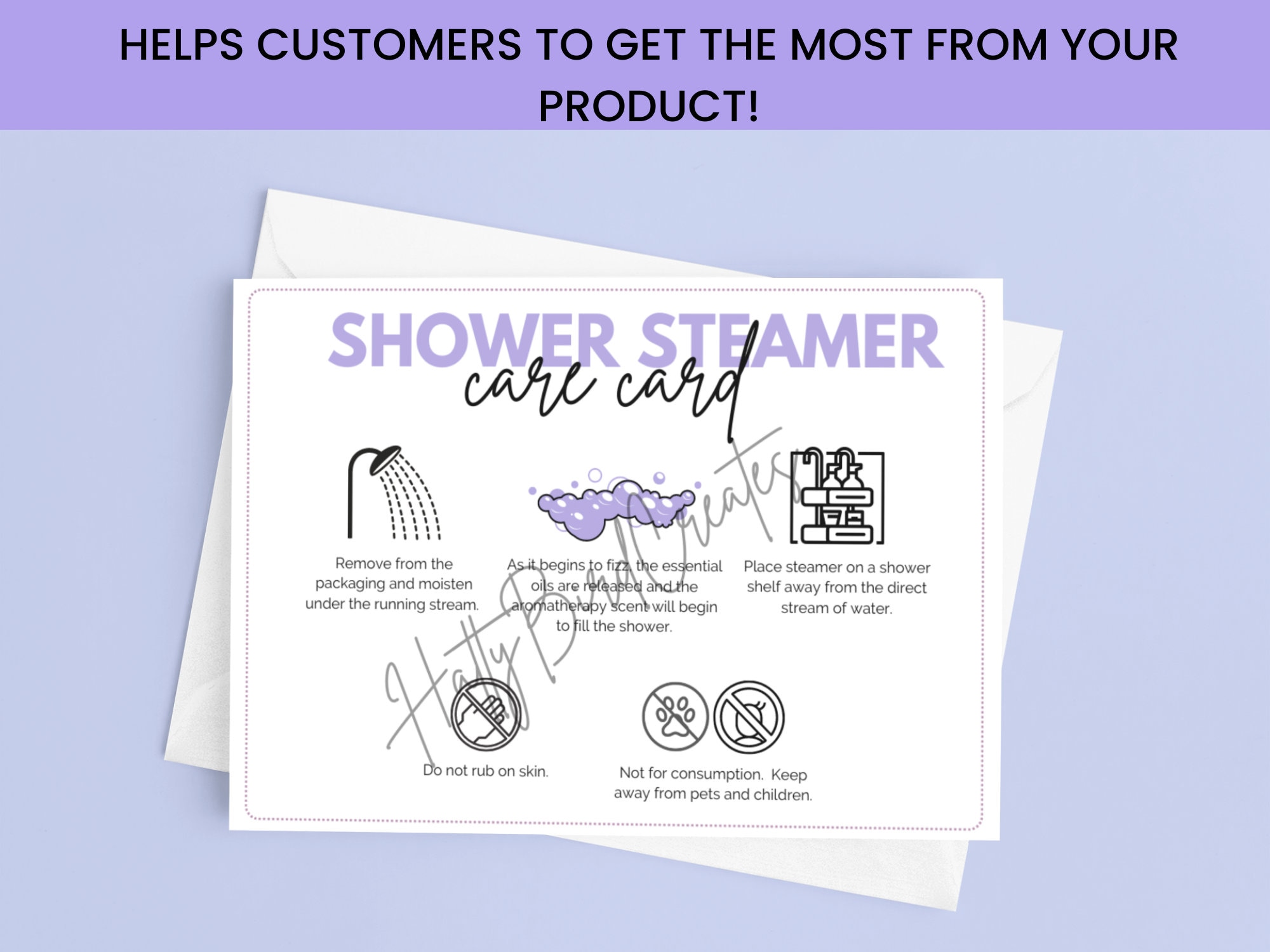 Shower Steamer Care Card Shower Steamers Printable Shower - Etsy