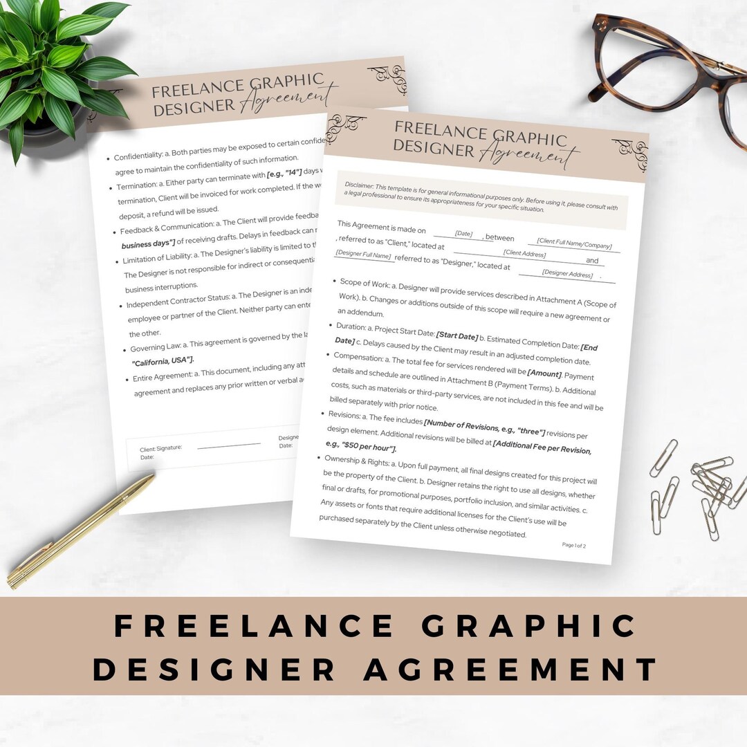 Graphic Design Contract Template, Professional Freelance Agreement ...