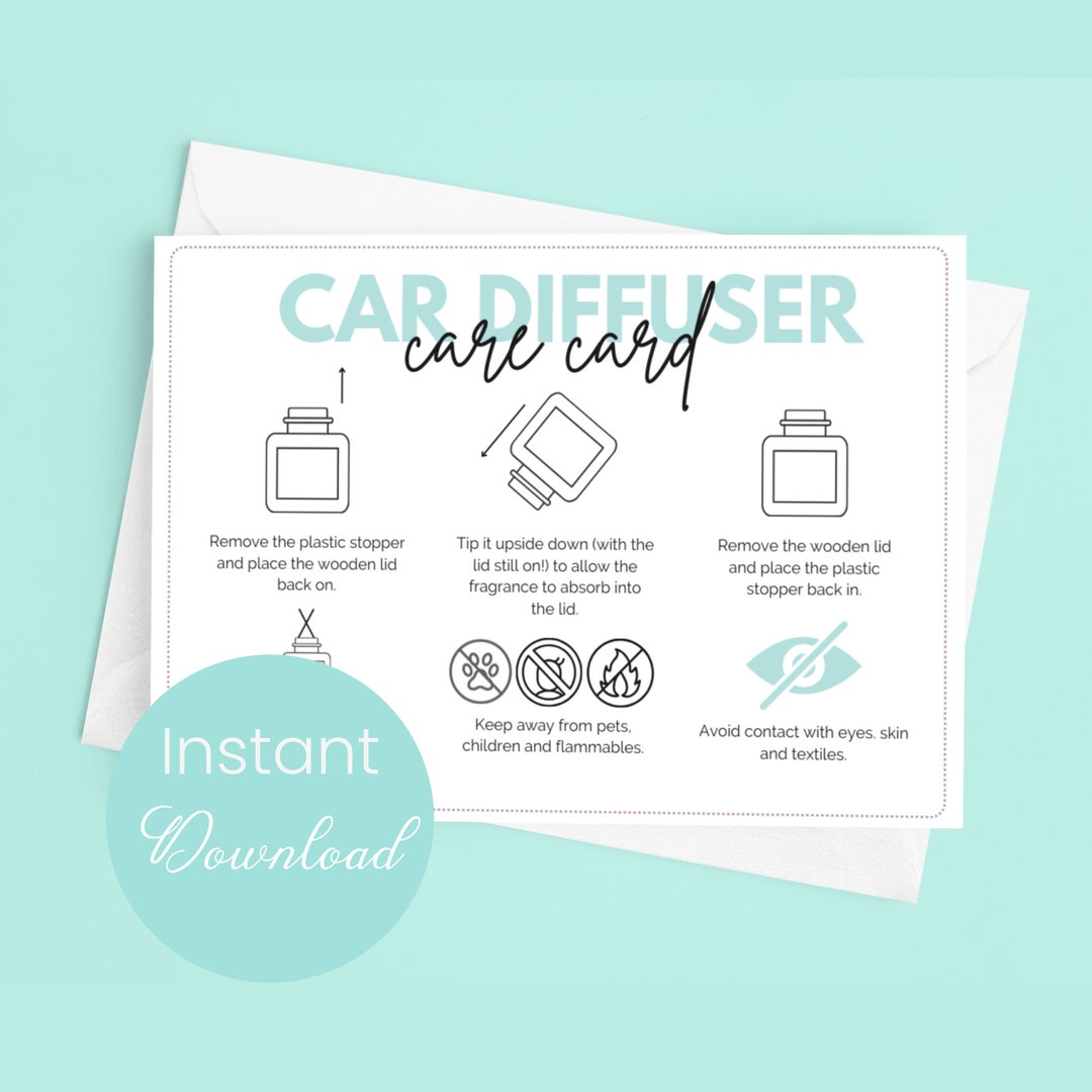 Car Diffuser Care Card Template Care Air Freshener Guide Oil Diffuser ...