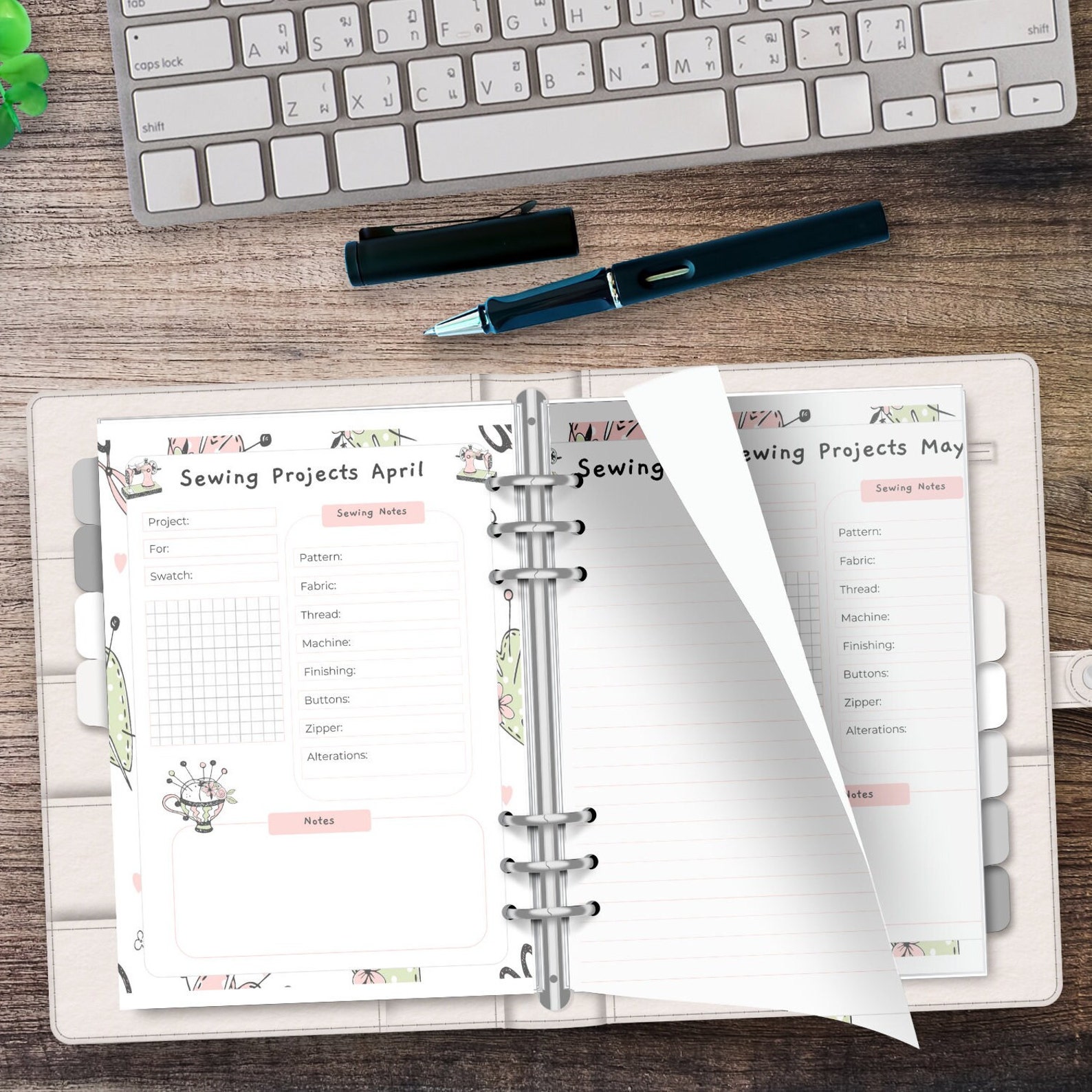 Sewing Planner Seamstress Planner Sewing Journal Printable Sewing