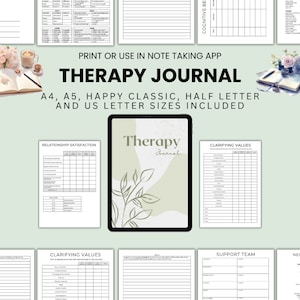 Therapy Journal Bundle Mental Health Planner Printable Guided Journal ...