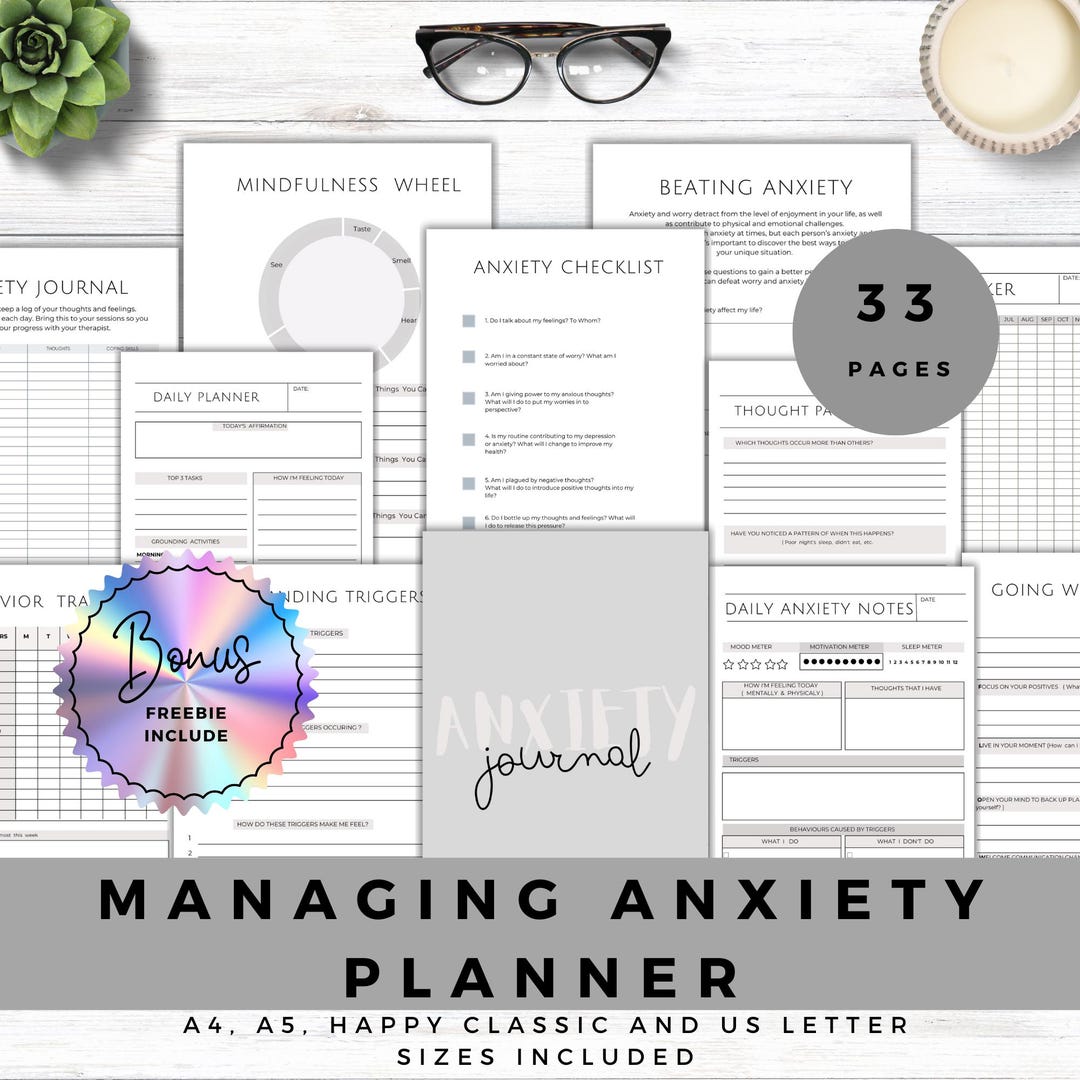 Anxiety Journal, Printable Mental Health Workbook, Self-care Planner ...