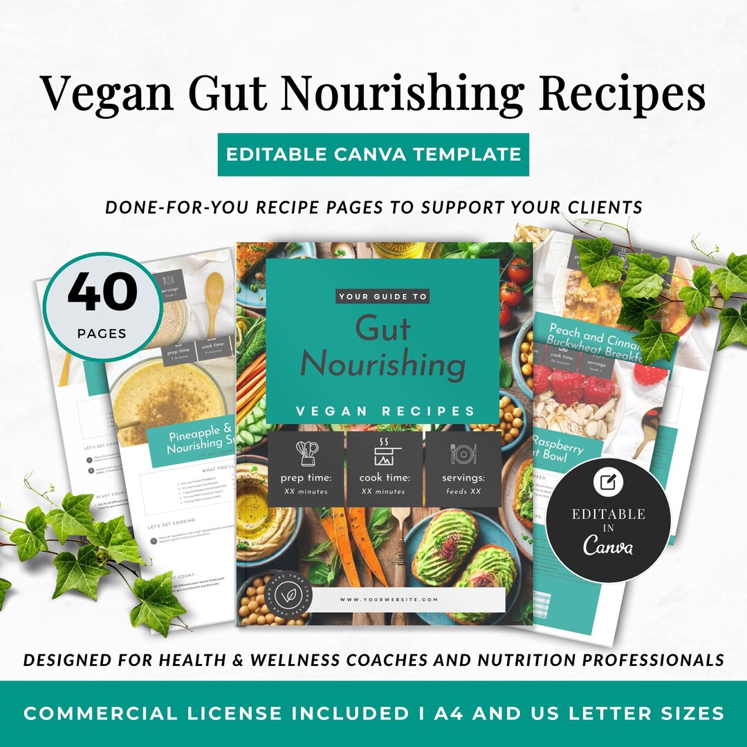 Editable Vegan Recipes for Health & Wellness Coaches, Client Handouts ...