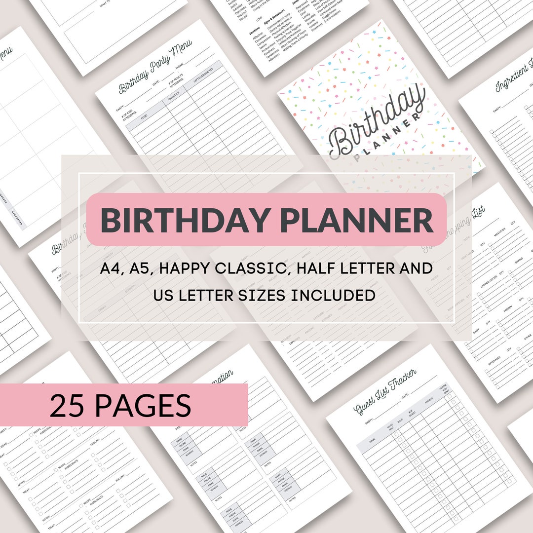 Party Planner Printable Birthday Planner Bundle Party Planning ...