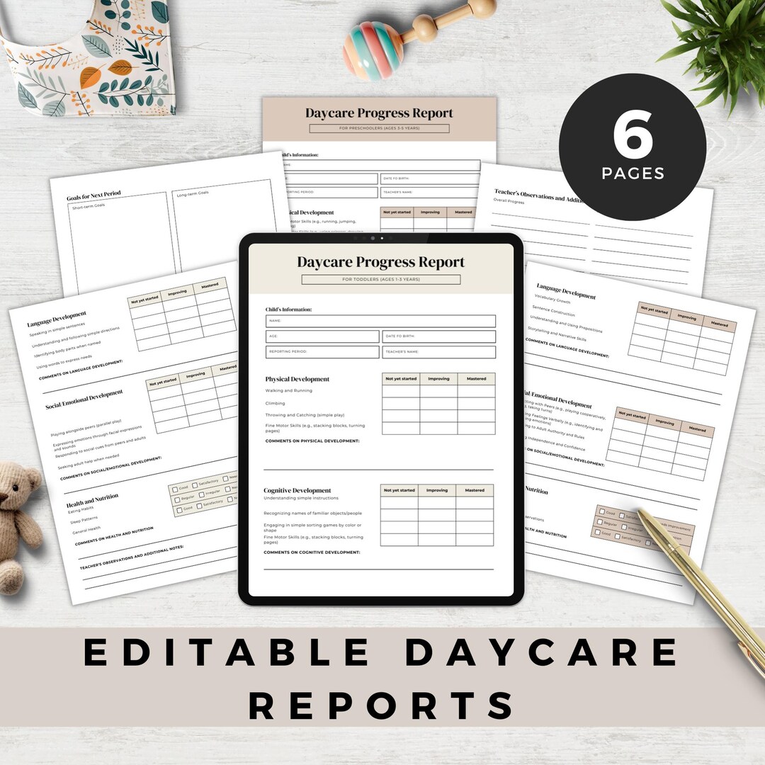 Editable Daycare Report Template Childcare Handover Log Child Daycare ...