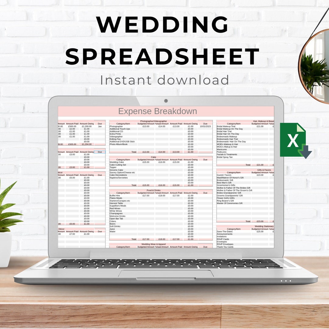 Wedding Planner Spreadsheet for Wedding Planning Budget Spreadsheet ...