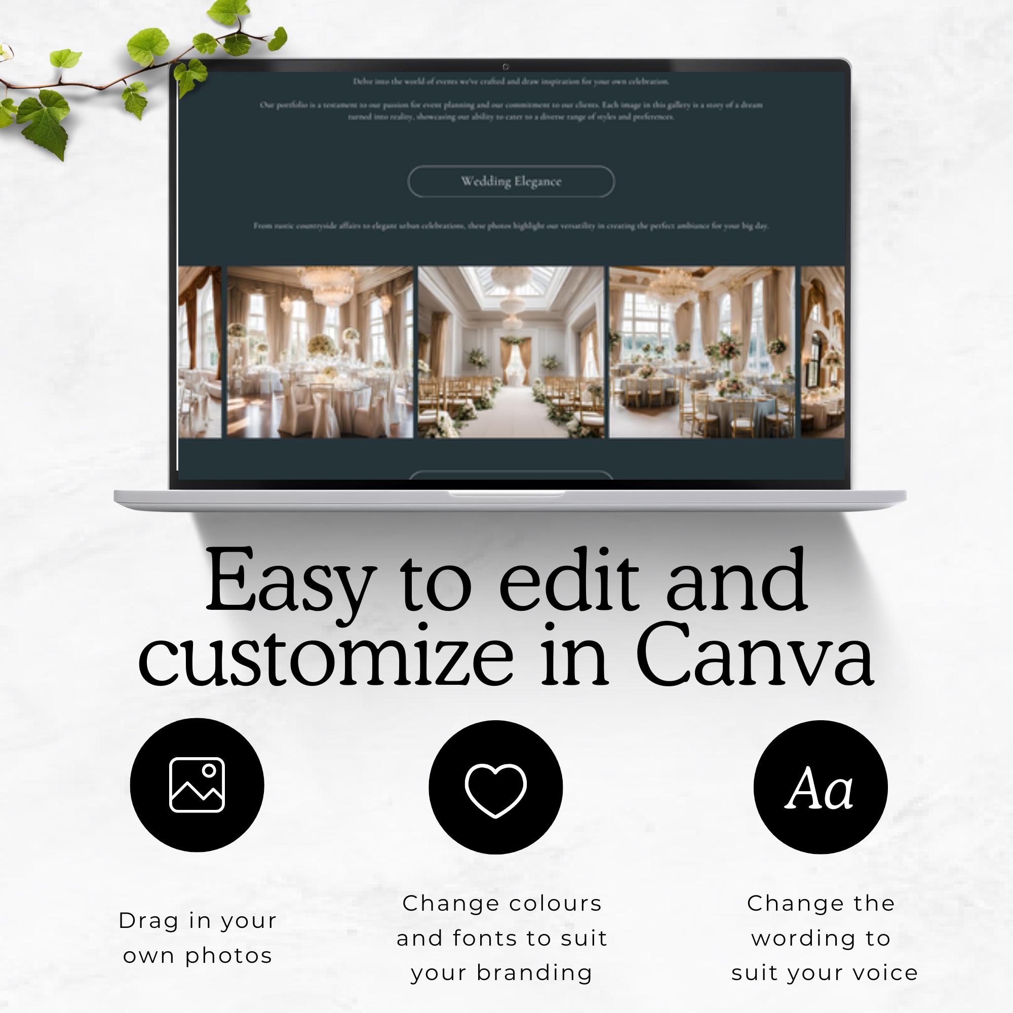 Event Planner Website Template Canva Editable Event Management Webpage ...