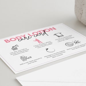 Body Lotion Care Card Body Butter Guide Lotion Bar Care Card ...