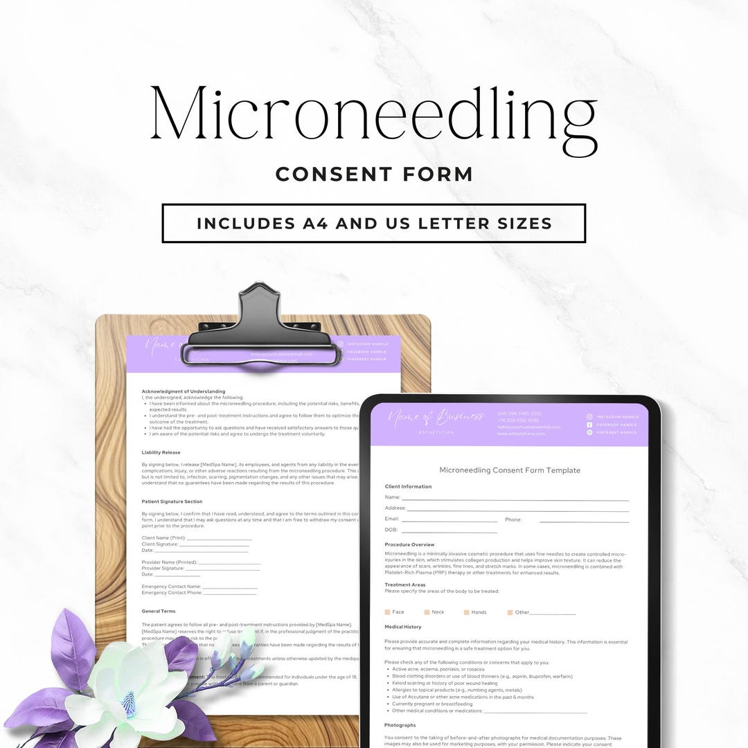 Microneedling Consent Form Template, Editable Canva Intake PDF for ...