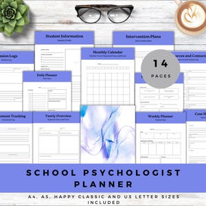 School Psychologist Planner Printable Counselling Tracker Mental Health ...