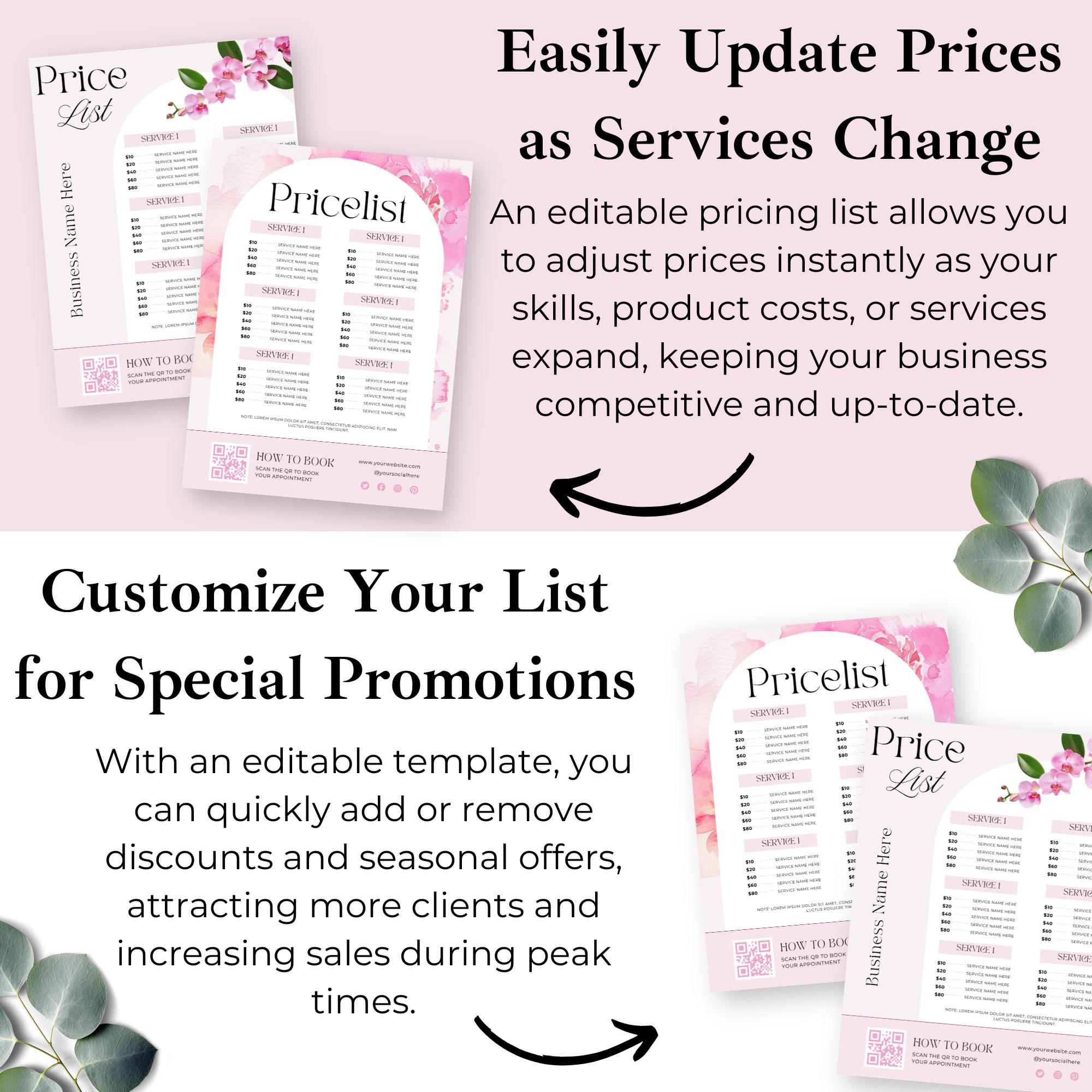 Nail Salon Price List Template, Editable Nail Tech Menu Canva ...