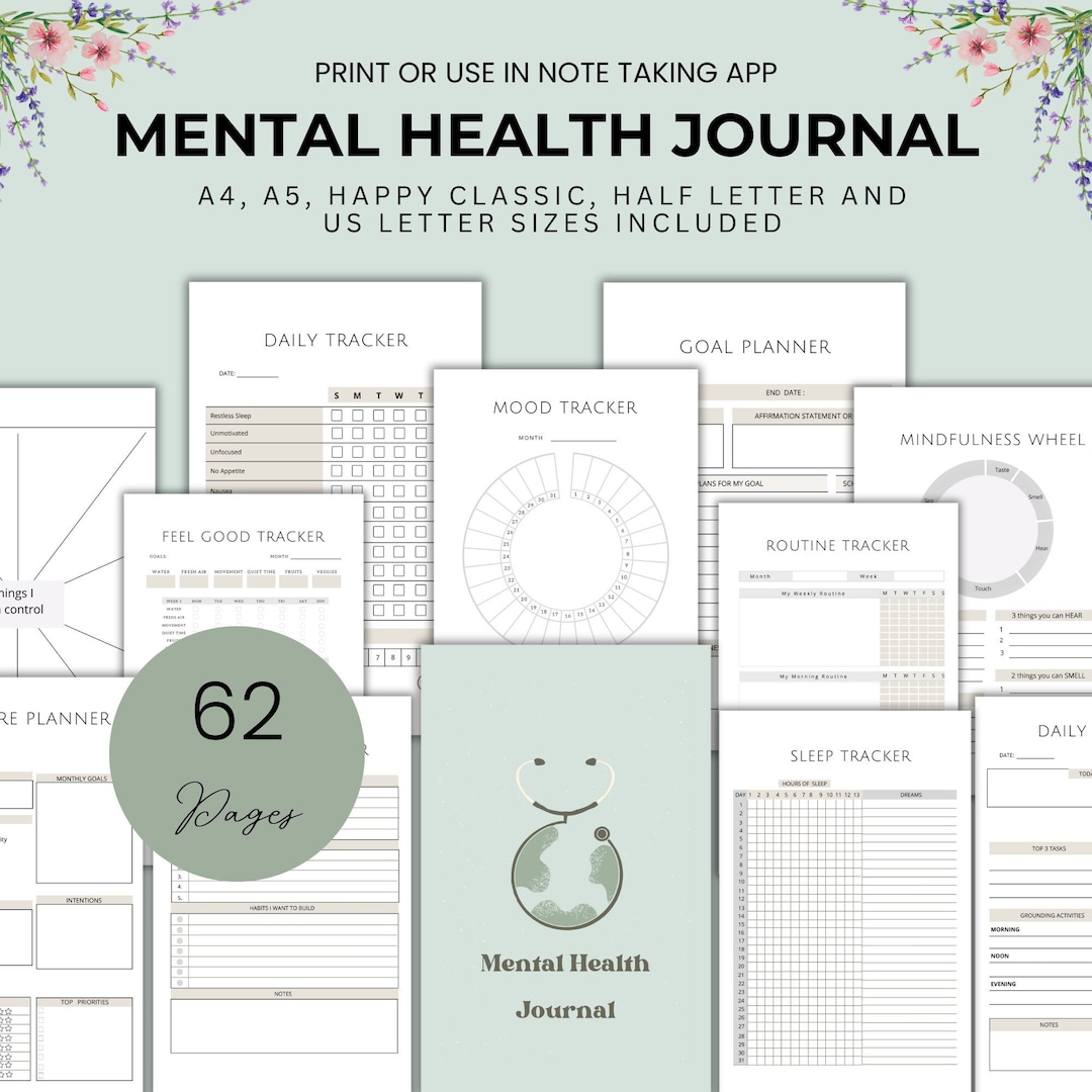 Printable Mental Health Journal for Adults PDF Therapy Workbook Self ...
