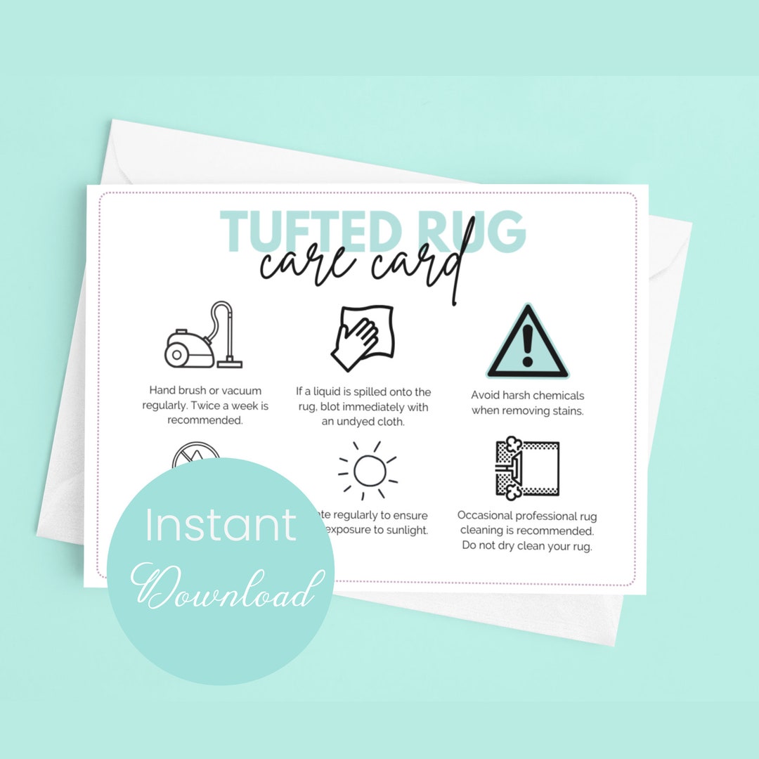Tufted Rug Care Card Template Printable Rug Care Instructions for ...