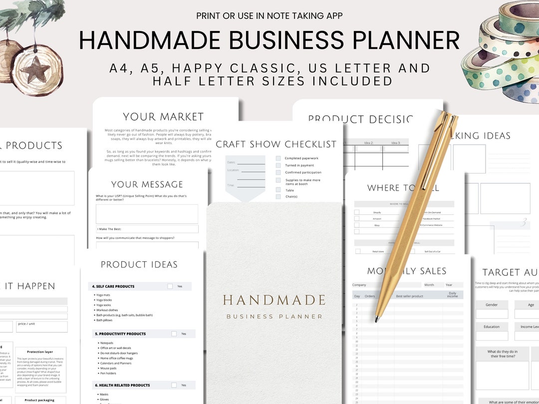 Handmade Business Planner Craft Planner for Handmade Craft - Etsy UK