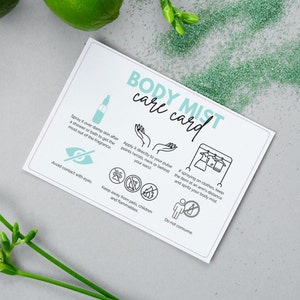 Body Mist Care Card Template Fragrance Mist Instructions Body Spray ...