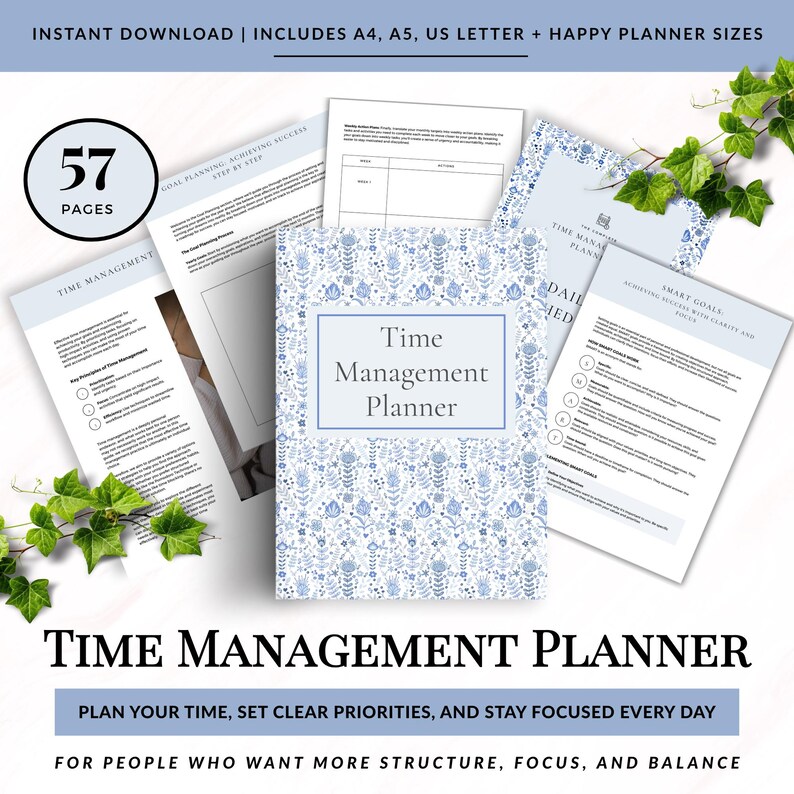 Time Management Planner Printable, Productivity and Focus Planner PDF ...