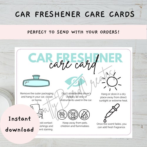 Printable Sublimation Car Freshener Care Card Car Freshie - Etsy