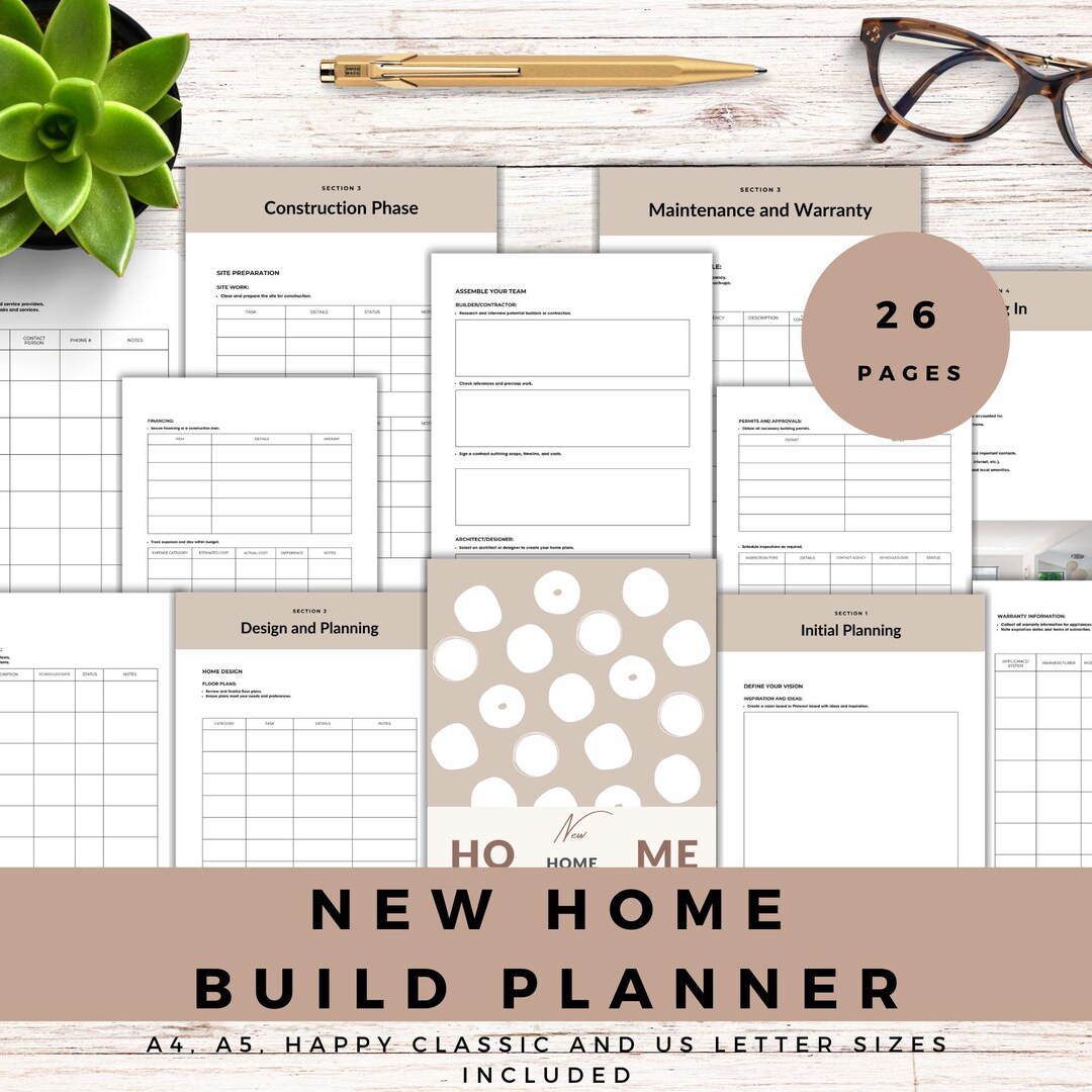New Home Build Planner New House Renovation Log Bundle Home Management ...